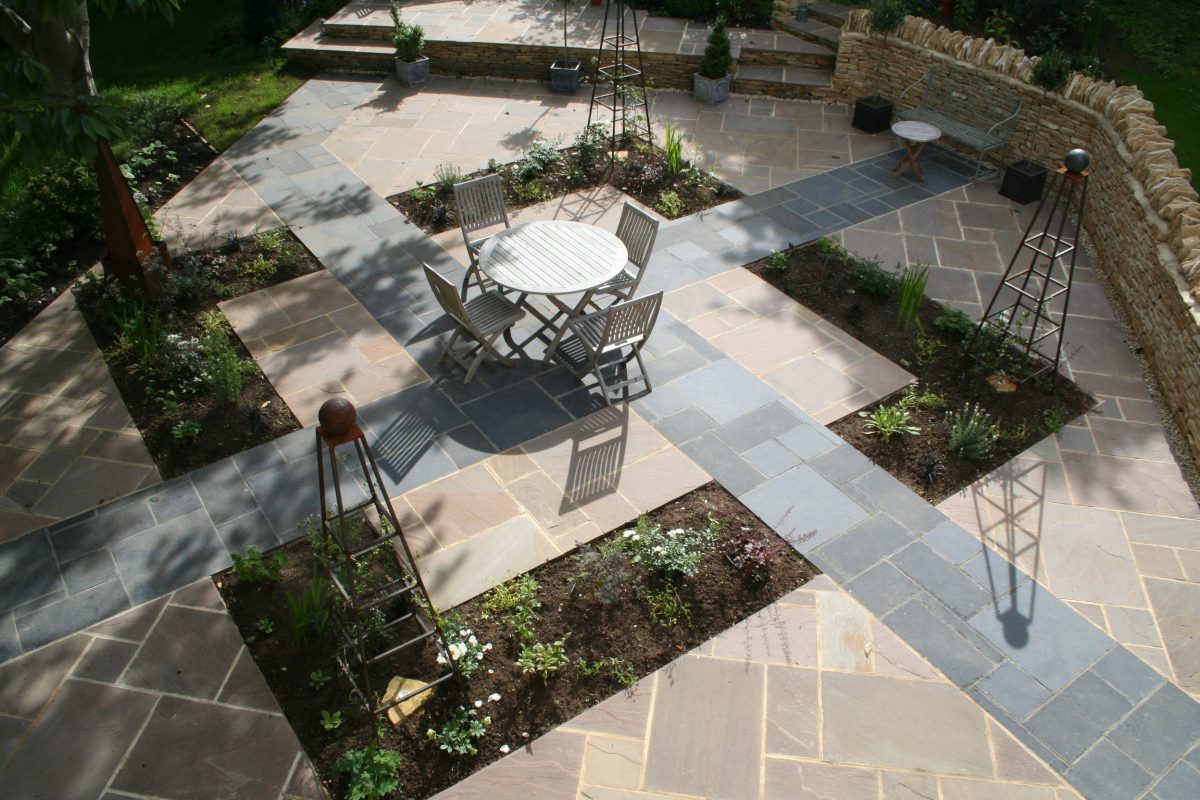 paved garden, rural village